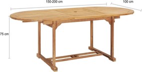 vidaXL Rozkládací zahradní stůl (150–200) x 100 x 75 cm masivní teak [44675]