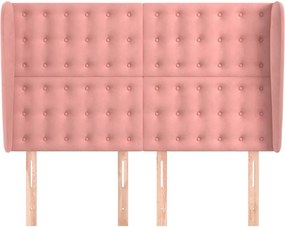 Čelo postele typu ušák růžové 147x23x118/128 cm samet 3118443