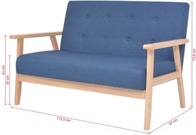 Dvoumístná sedačka Warner - textil | modrá