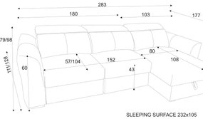 Univerz. rohová rozkládací třímístná pohovka s úložným prostorem TRENTO antracit