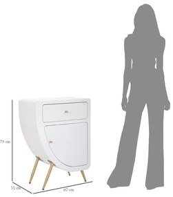 Designový noční stolek Raghnall 60 cm bílý