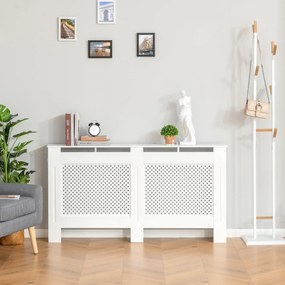 HOMCOM MDF dřevěný kryt radiátoru, moderní skříňka s bílou lakovanou horní policí, 151,5x82x19 cm