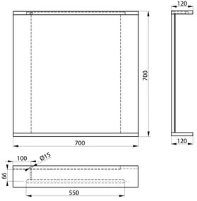 Aqualine Aqualine, KORIN STRIP zrcadlo s LED osvětlením 70x70x12cm, KO380S