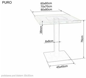 Černý jídelní stůl s dubovou deskou PURO 70x70
