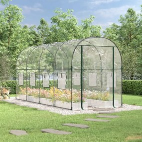 Skleník průhledný 160 x 400 x 190 cm PVC práškově lakovaná ocel 317247