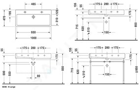 DURAVIT - Vero Dvojumyvadlo nábytkové 1000x470 mm, se 2 otvory pro baterie, alpská bílá (04541000261)