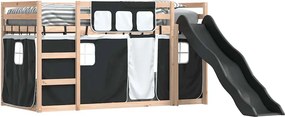 Patrová postel se skluzavkou a závěsy bílá a černá 80 x 200 cm 3284116