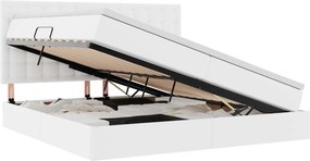 Postel s úložným prostorem Úplně bílá 200 x 200 cm Umělá kůže 3371682