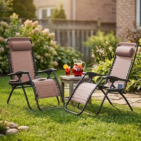 4Home Zahradní plážové polohovací křeslo Relax, hnědá