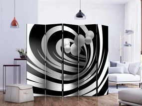 Pokojová zástěna Ztraceni v Bílém a Černém II - abstraktní černo-bílý tunel a koule