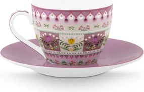 Pip Studio Lily &amp; Lotus sada 2ks espresso šálků s podšálky 100ml, lila (sada 2 hrnků v dárkovém balení)