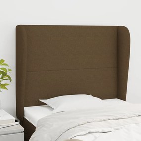 Čelo postele typu ušák tmavě hnědé 83 x 23 x 118/128 cm textil 3117653