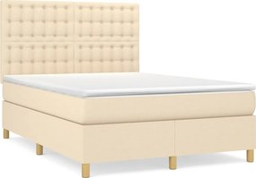 Box spring postel s matrací krémová 140x190 cm textil 3142654