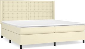 Box spring postel s matrací krémová 200x200 cm umělá kůže 3132521