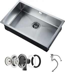 70 cm kuchyňský dřez pod montáž nerezová tyč s jednou mísou