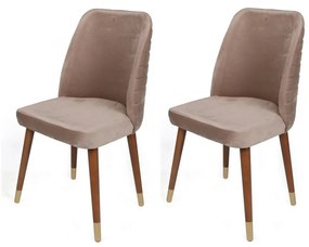 Sada jídelních židlí Hugo Beige and Walnut, 2 ks