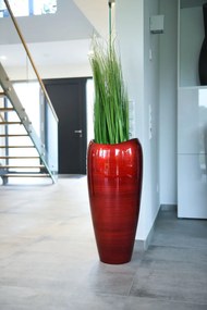 Květináč DELUXE, sklolaminát, výška 81 cm, červeno-černý lesk