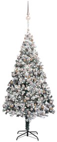 Umělý vánoční stromek LED a sada koulí zasněžený zelený 400 cm,  3077843 HangarStore.cz