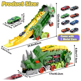Dino Track Set: autodráha ve tvaru dinosaura s kovovými autíčky Barva: zelená