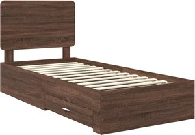 Rám postele se zásuvkou Hnědý dub 75 x 190 cm Kompozitní dřevo 3412852