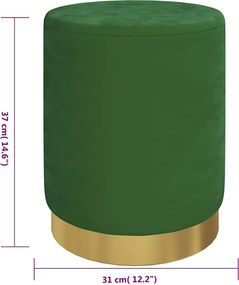 Kulatá stolička s úložným prostorem zelená samet 31 x 37 cm 340283