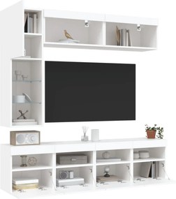 7dílná obývací stěna s LED osvětlením bílá 3216757