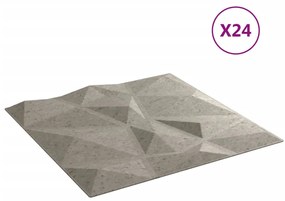 Nástěnné panely 24 ks betonově šedé 50 x 50 cm XPS 6 m² diamant - Default Title