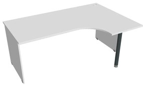Stůl ergo 180 x 120 cm, levý Hobis Gate GE 1800 60 L Dekor lamino podnože: bílá, Dekor korpusu: bílá, Barva nohy: černá