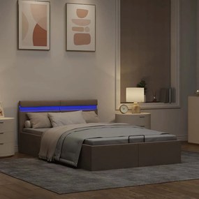 Rám postele s úložným prostorem LED taupe textil 140 x 200 cm 285627