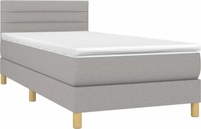 Box spring postel s matrací a LED světle šedá 100x200 cm textil 3133773