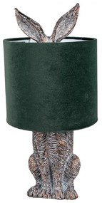 Šedá stolní lampa králík s tmavě zeleným stínidlem Rabbi - Ø 20*43 cm
