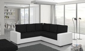 Moderní rohová sedačka Castel, bílá/černá