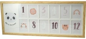 Dětský fotorámeček Panda, 60 x 25 x 1,8 cm, MDF, 12x 6 x 9 cm