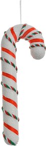 Červeno-bílá vánoční ozdoba cukrová hůlka se stuhou - 10*3*26 cm