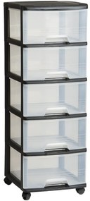 Curver Regálek se Šuplíky černý 5x20, šířka 37 cm