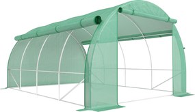 Outsunny polytunelový skleník 3,97x3x2m Walk-in, UV ochrana, rolovací kryty, ocel, zelený| Aosom