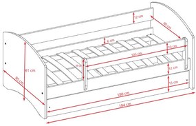Dětská postel BABY DREAMS se šuplíkem - bílá 180x80 cm
