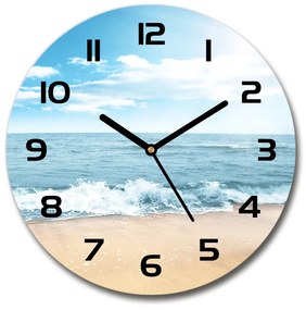Wallmuralia Skleněné nástěnné hodiny kulaté Pláž fi 30 cm