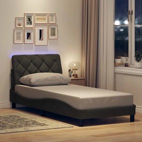 Rám postele s LED bez matrace Tmavě šedá 90x200 cm Látka 3310644
