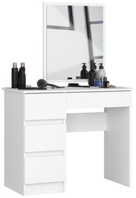 Kosmetický stolek se zrcadlem T-6 90x50 cm bílý levý