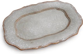 Šedý oválný podnos s patinou 38cm
