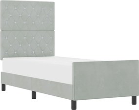 Postel s boxspringem s čelo Světle šedá 80 x 200 cm samet 3344837