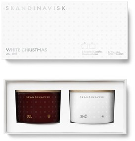 SKANDINAVISK Dárková sada mini svíček White Christmas 2 x 90 g, bílá barva, sklo, dřevo