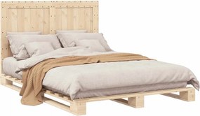 Rám postele s čelem bílý 140 x 200 cm masivní borové dřevo 3281534