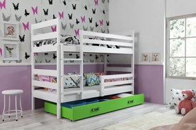BMS Group Dětská patrová postel Eryk - Bílá/zelená 190x80