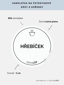 Samolepka na kořenky HŘEBÍČEK bílá 5 cm tučné písmo