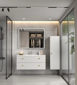 Erga Samira, LED zrcadlo 100x80cm v černém rámu, 2760 lm, 3 barvy světla, přední osvětlení, ERG-V01-SAMIRA-1080-BK
