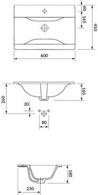 Cersanit Ontario, zapuštěné keramické umyvadlo 60x45cm, bílá, K669-002