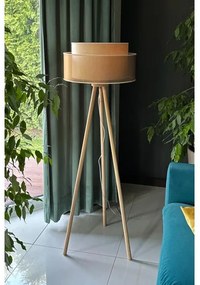 Duolla - Stojací lampa WOOD BOHO 1xE27/15W/230V pr. 45 cm měděná/hnědá/béžová