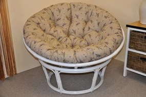 Papasan DIAS — ratan, látka, ⌀115 cm, bílá / více barev Levandule